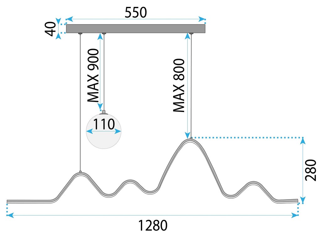 Toolight Toolight, LED závěsné osvětlení 120cm, 36W, 3000K, LHJ034-CP, zlatá matná, OSW-60021
