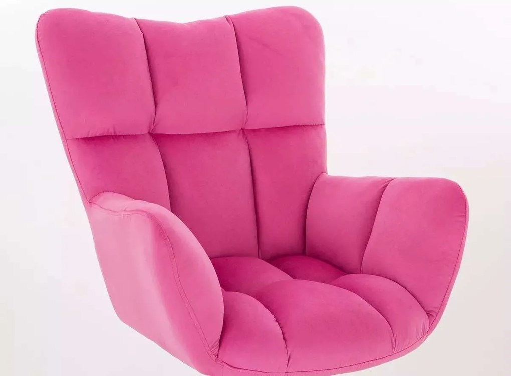 LuxuryForm DESIGN Otočné křeslo AURORA VELUR na zlaté podstavě s kolečky - tmavě růžové