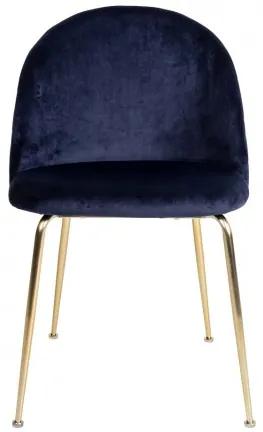 Jídelní židle GENEVE modrý samet,mosazné nohy House Nordic 1001251