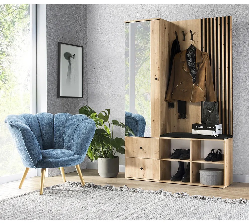 Předsíňová stěna CALI se zrcadlem + skříň C-1 | artisan