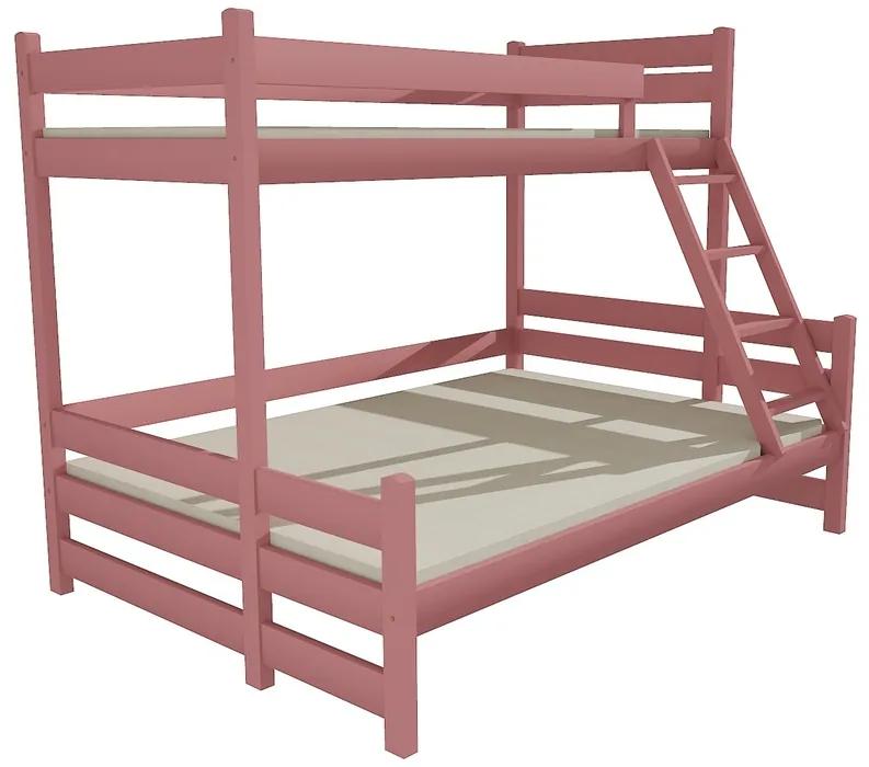 Vomaks Patrová postel s rozšířeným spodním lůžkem PPS 004 100/120 x 180 cm netransparentní barva růžová vpravo (vyobrazeno)