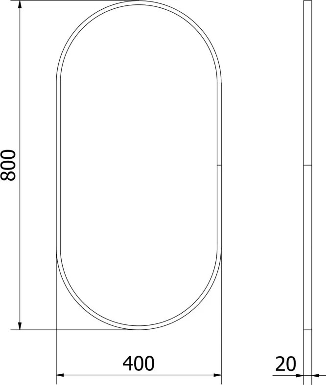 Mexen Loft oválné koupelnové zrcadlo 80 x 40 cm, černý rám - 9851-080-040-000-70