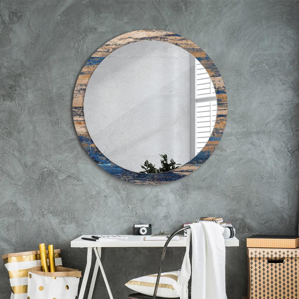 Kulaté dekorativní zrcadlo Abstraktní dřevo fi 90 cm
