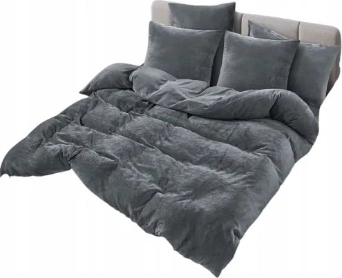 Povlečení 160x200 Medvídek Hřejivý Fleece Tmavě šedá 2x 70x80