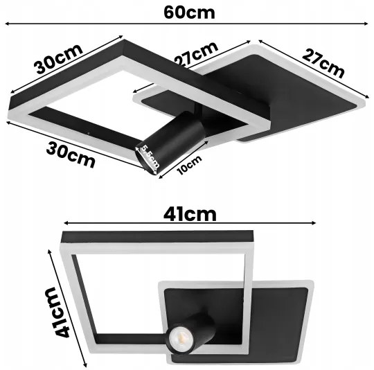 LED Stropní svítidlo LED/38W/230V + 1xGU10/30W černá