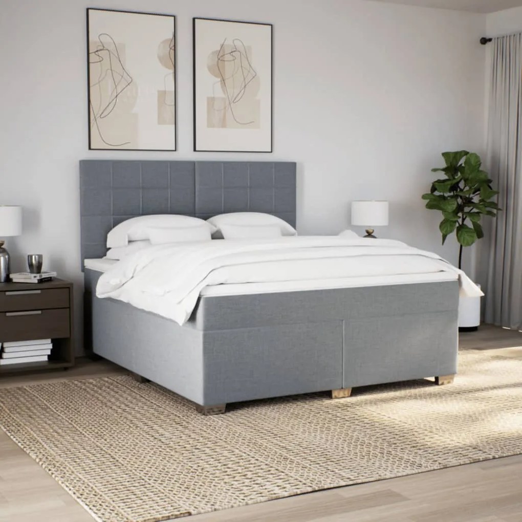 Box spring postel s matrací světle šedá 180 x 200 cm textil 3292867