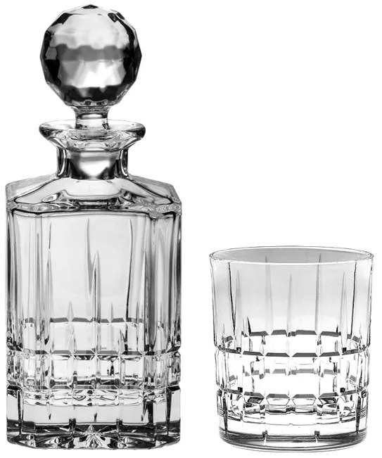 Bohemia Crystal Whisky set Dover 99999/15720/861 (set 1 karafa + 6 skl