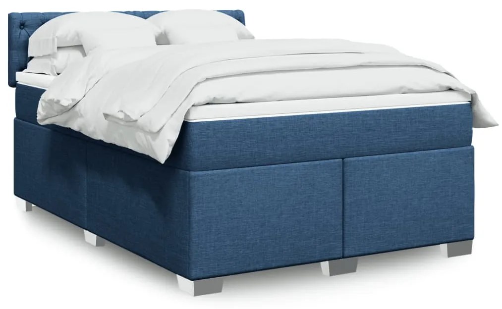 Box spring postel s matrací modrá 140x200 cm textil 3285924