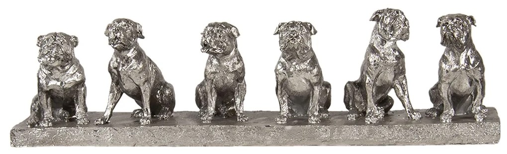 Stříbrná dekorativní smečka psů - 52*12*14 cm