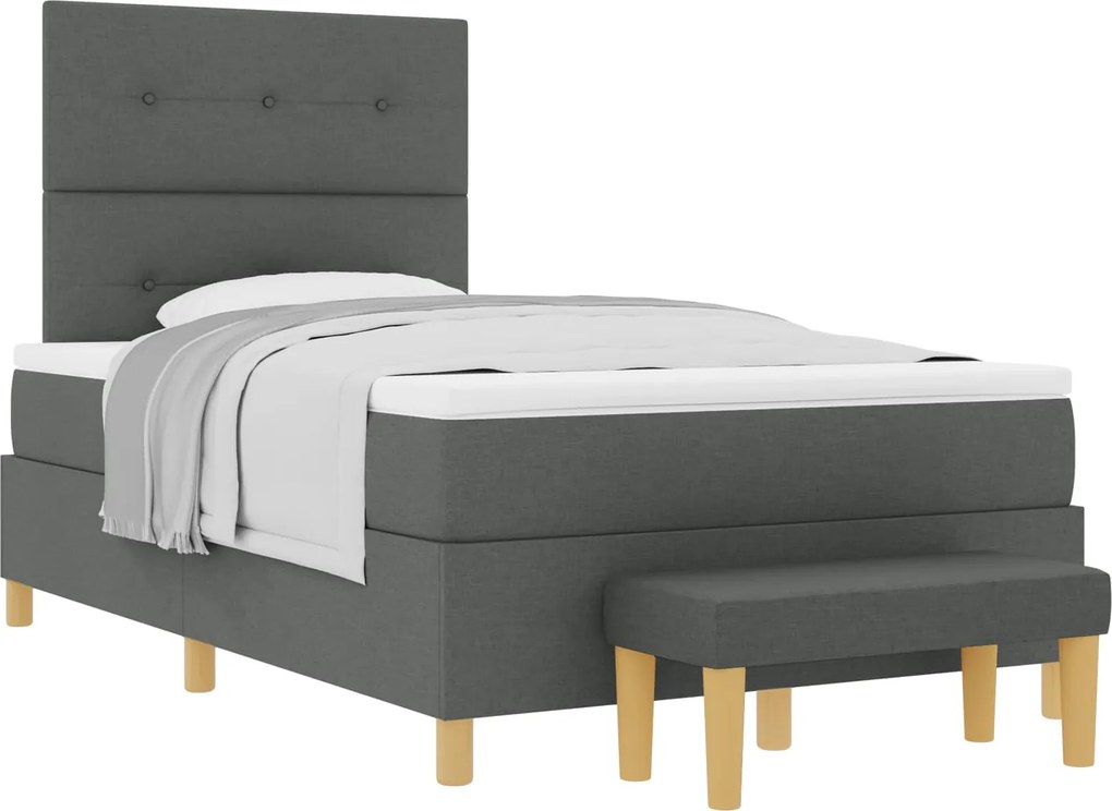 Postel s boxspringem s čelo Tmavě šedá 190 x 120 cm textil 3344283