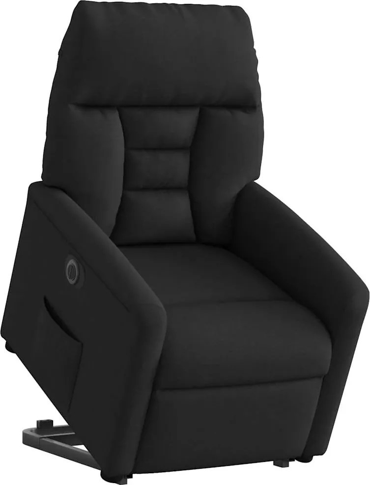 Elektrické zvedací polohovací křeslo černé textil 3303054