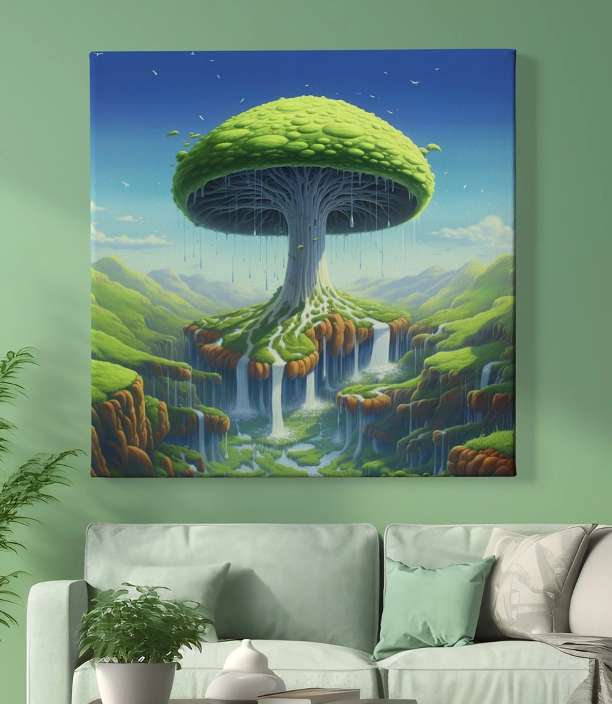 Obraz na plátně - Strom života velká houba FeelHappy.cz Velikost obrazu: 120 x 120 cm