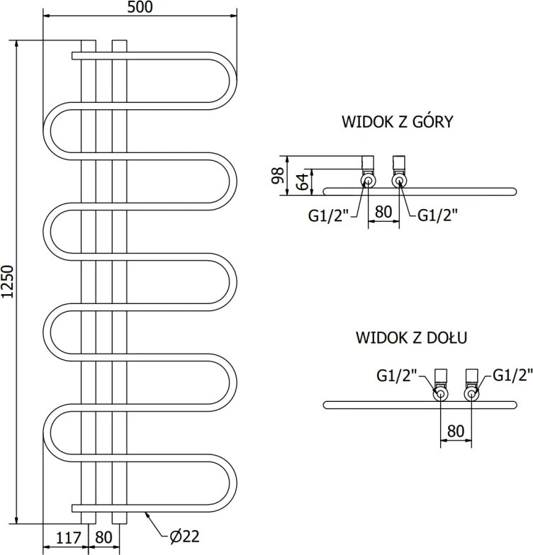Mexen Kiso topné těleso 1250 x 500 mm, 256 W, černá, W114-1250-500-00-70
