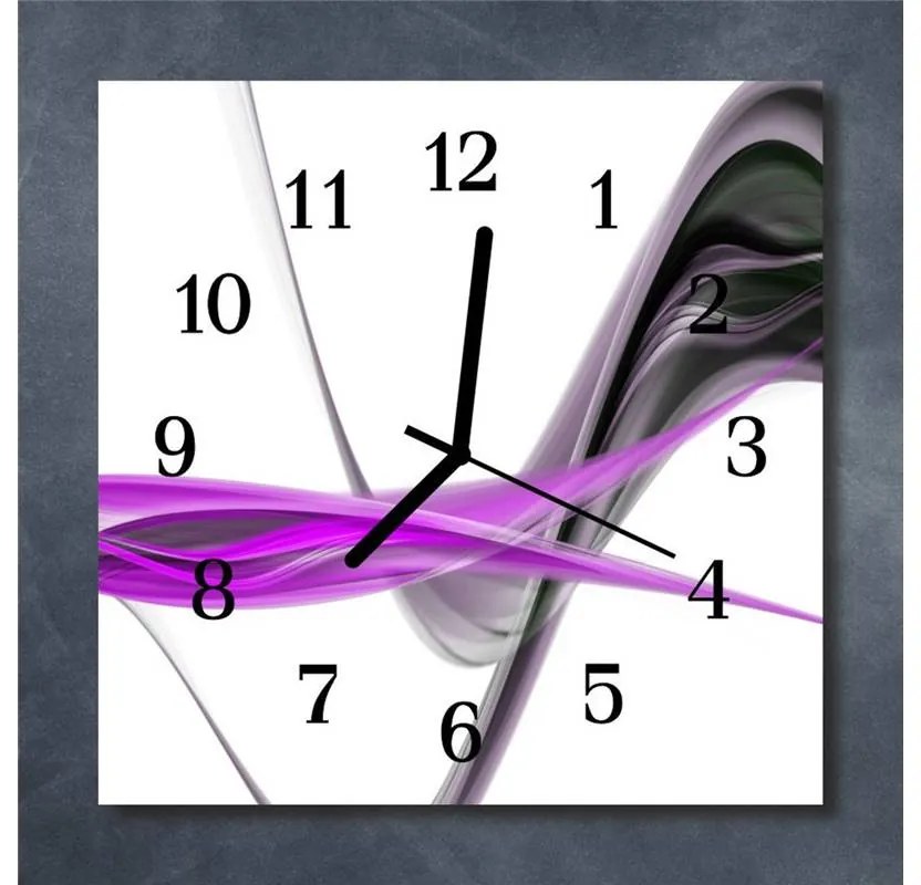 Nástěnné hodiny obrazové na skle - Abstrakt fialovočerný II