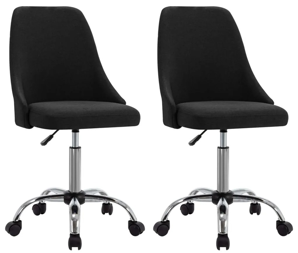 3067206 vidaXL Pojízdné kancelářské židle 2 ks černé textil