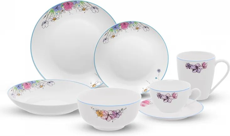 Lunasol - Porcelánový set 28 ks Meadow Flowers - modrý - Flow (491100)