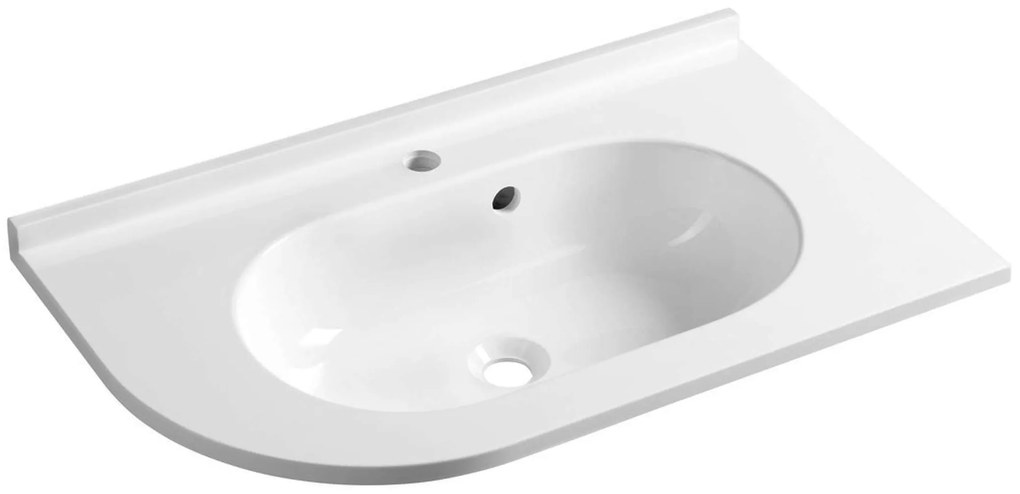 Sapho Pulse - Umyvadlo rohové 75x45 cm, s přepadem, otvor pro baterii, pravé, bílá BM658