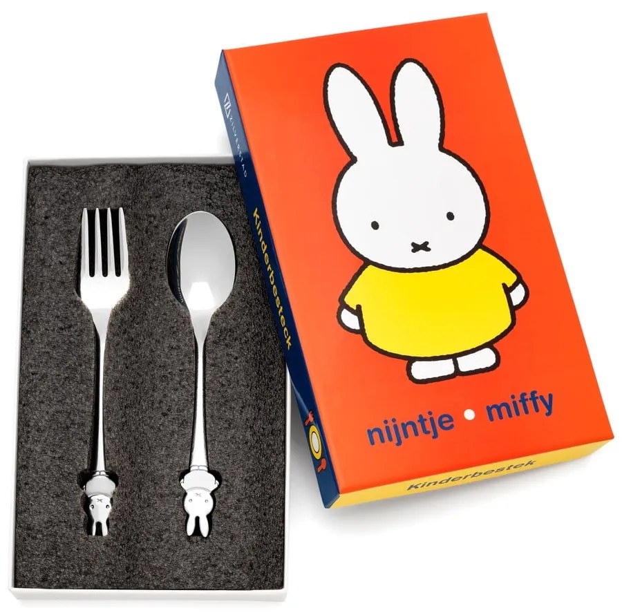 Nerezový dětský příbor ve stříbrné barvě Miffy – Zilverstad