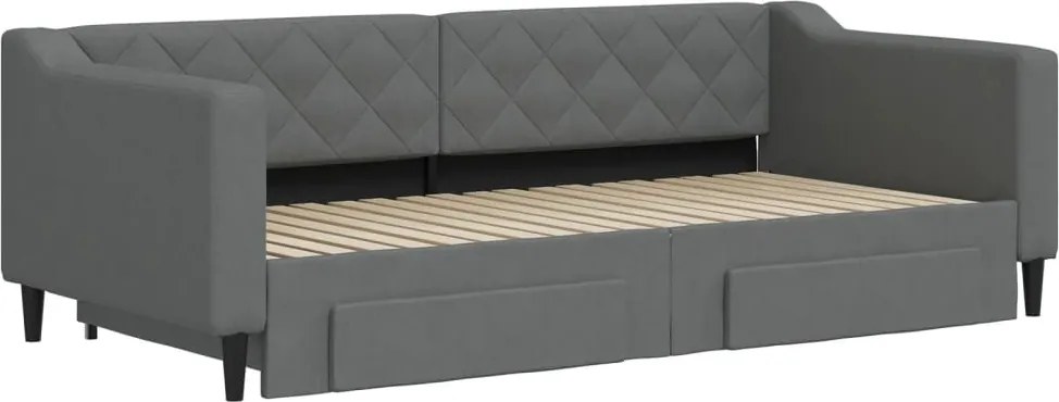 Válenda s přistýlkou a zásuvkami tmavě šedá 90 x 190 cm textil 3197473
