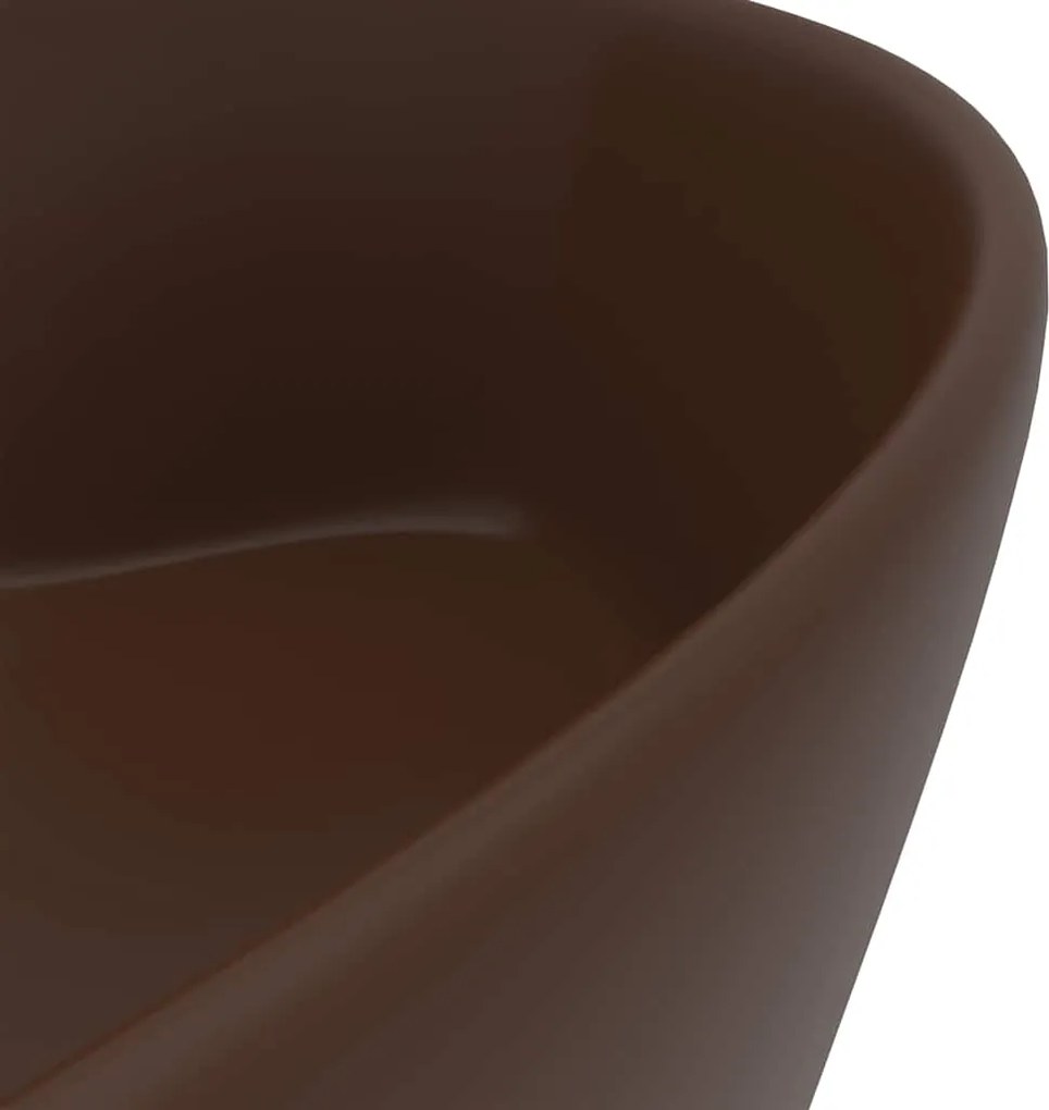 Luxusní umyvadlo přepad matné tmavě hnědé 36 x 13 cm keramické 147039
