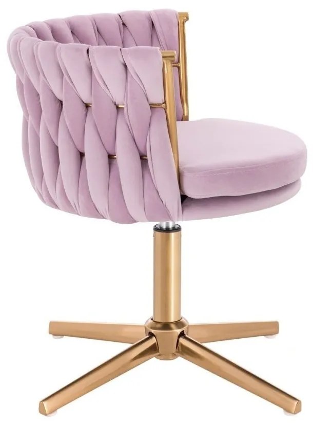 LuxuryForm DESIGN Otočná židle LYON VELUR na zlatém kříži - levandule