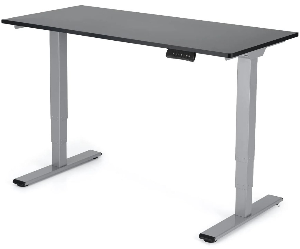 Výškově nastavitelný stůl Liftor 3segmentové nohy šedé,   deska 1380 x 650 x 25 mm černý dekor