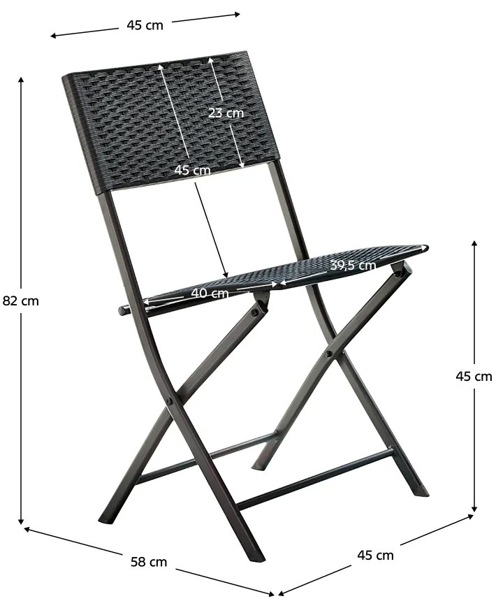 Kondela Zahradní ratanový set 1+2, černá, FARUK
