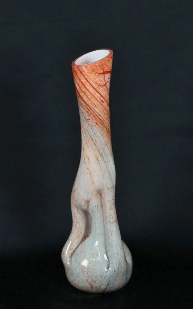 Váza  dekorační - oranžový melír 60 cm