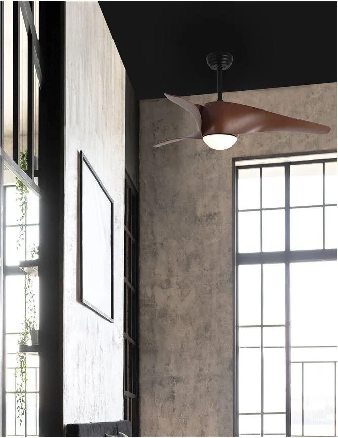 NV 5267611 Stropní ventilátor se světlem BREEZE matná černá / sklo 3ABS dřevěné listy LED 18W 3000K - NOVA LUCE