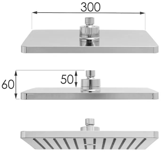 Erga Cube, sprchová souprava s pákovou baterií, vanovou výlevkou a dešťovou hlavicí 30x30cm, chromová, ERG-YKA-BP.CUBE-30-CHR