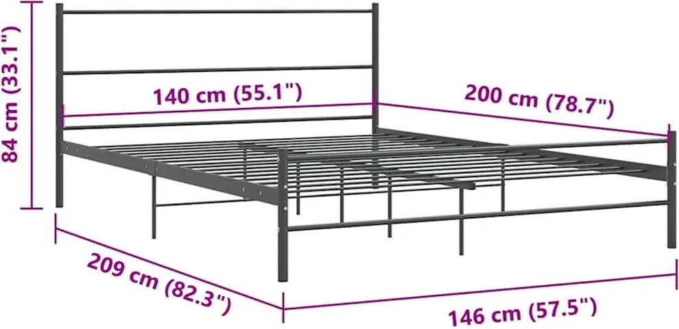 Rám postele bez matrace šedý kovový 140 x 200 cm 286494