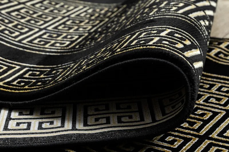 Dywany Łuszczów, Běhoun Gloss 6776 86 greek black/gold, 60x300, žlutá, kancelář