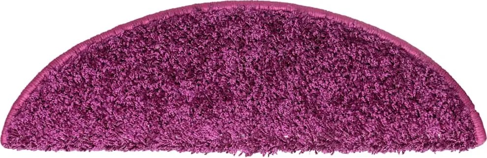 Schodové rohože 15 ks 56x17x3 cm fialové půlkulaté 133897