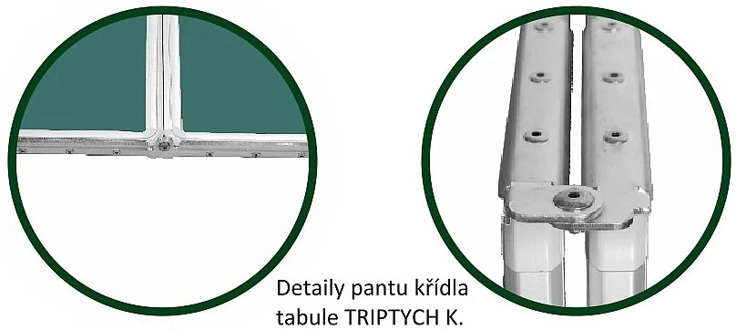 Magnetická tabule pro popis fixem TRIPTYCH K 180 x 120 cm - 180 x 120 cm, bílá