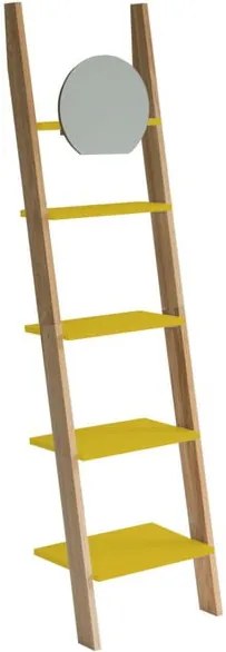 Žlutá dřevěná opěrná police se zrcadlem Ragaba Ashme Ladder