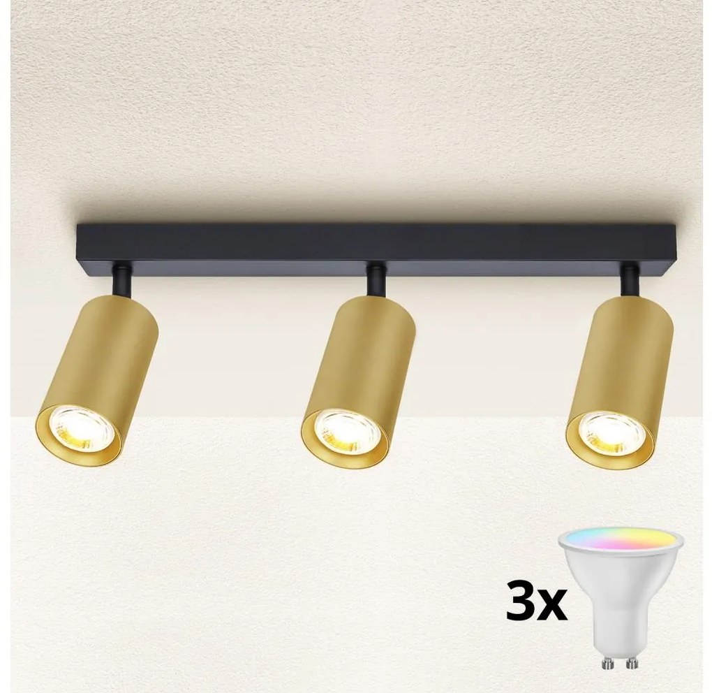 Brilagi - LED Stmívat. bodové svítidlo SELE GOLDEN 3xGU10/6,5W/230V černá/zlatá