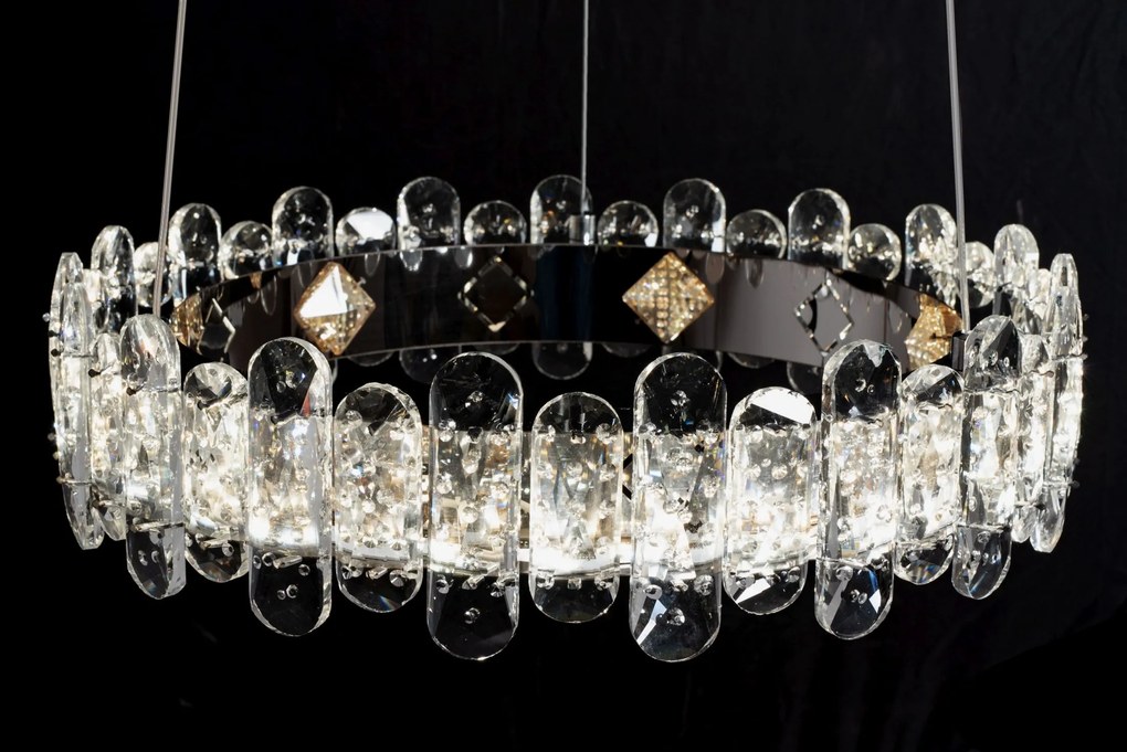 Toolight, LED závěsné svítidlo s křišťály APP1041-CP + dálkové ovládání, chromová, OSW-09472