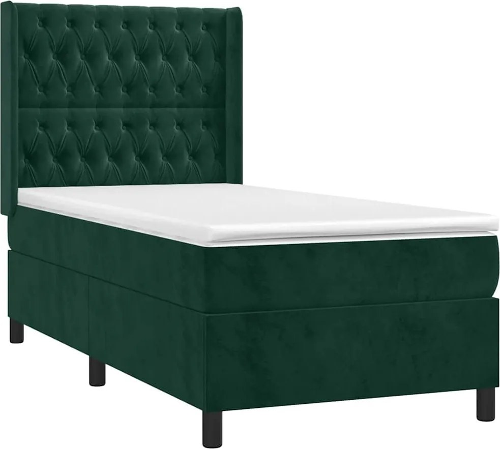 Box spring postel s matrací tmavě zelená 80 x 200 cm samet 3132828