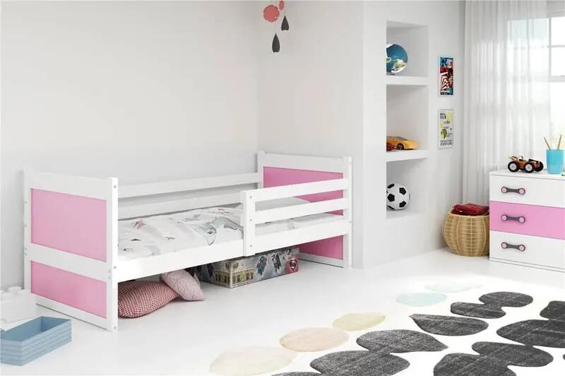 BMS Group Dětská postel Rico 1 bez šuplíku 200x90 bílá/růžová