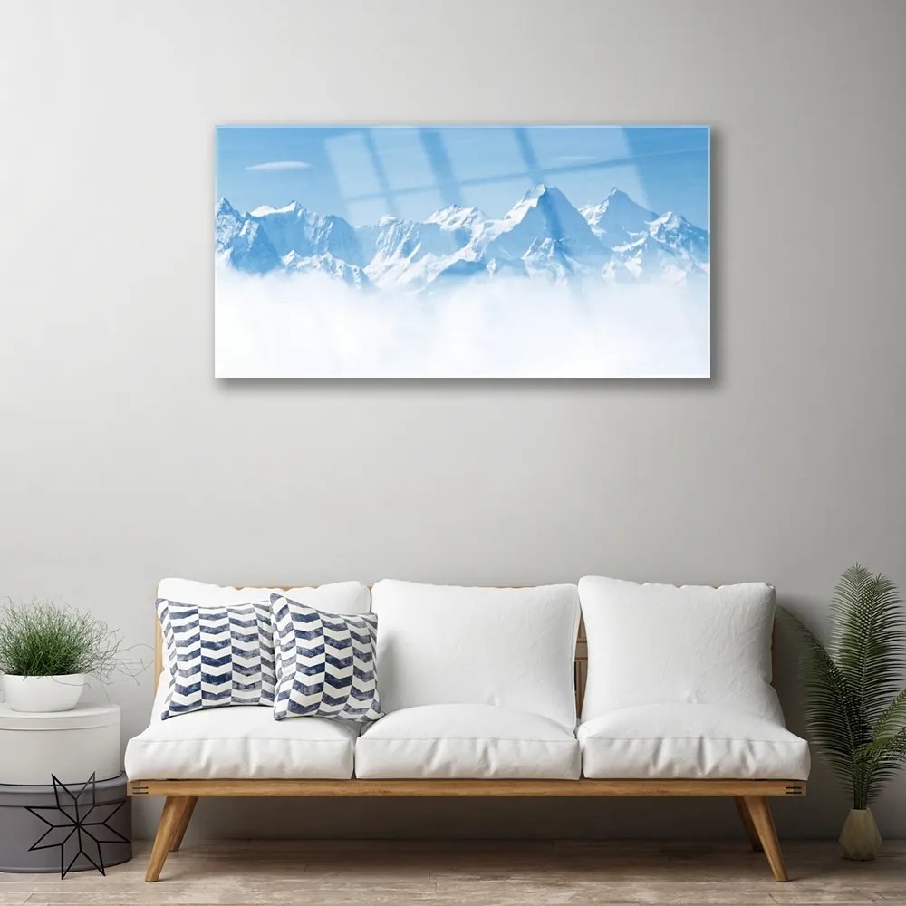 Obraz na skle Hory Mlha Krajina 125x50 cm