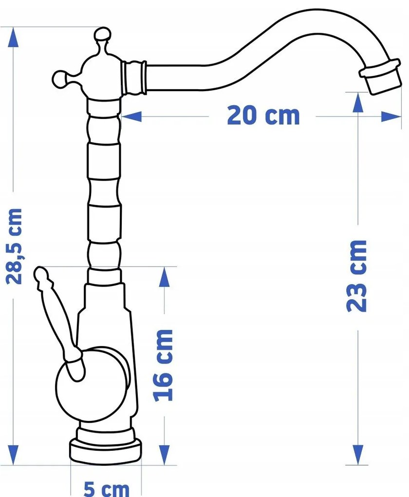 Rea Bona Old, vysoká dřezová baterie h-285, měděná matná, REA-B6528