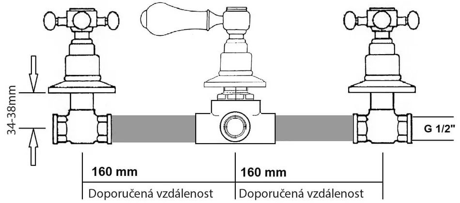 Podomítková sprchová baterie ve zlaté barvě (2 výstupy) Antea – Sapho