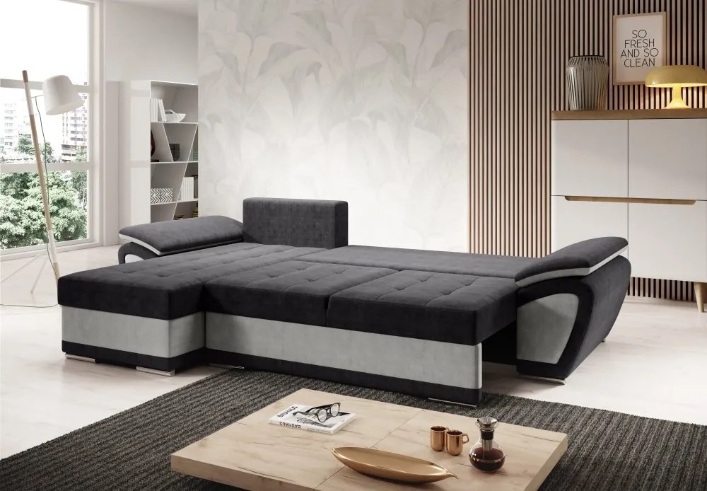 Rozkládací rohová sedačka ERDORADO univerzální zelená / bílá