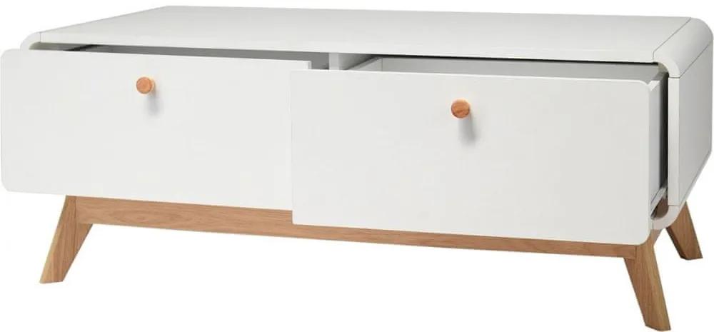 Danish style Konferenční stolek Caitlin, 100 cm, bílá / přírodní