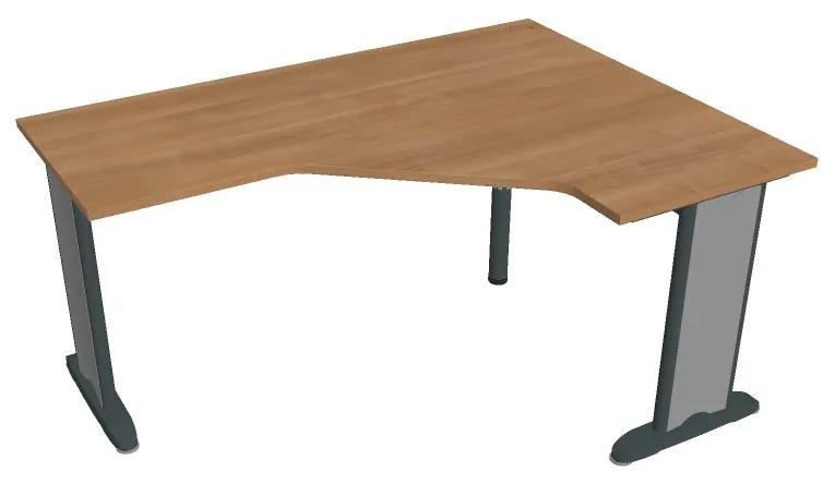 Stůl ergo lomený levý 160×120 cm - Hobis Flex FEV 60 L Dekor stolové desky: višeň, Barva nohou: černá