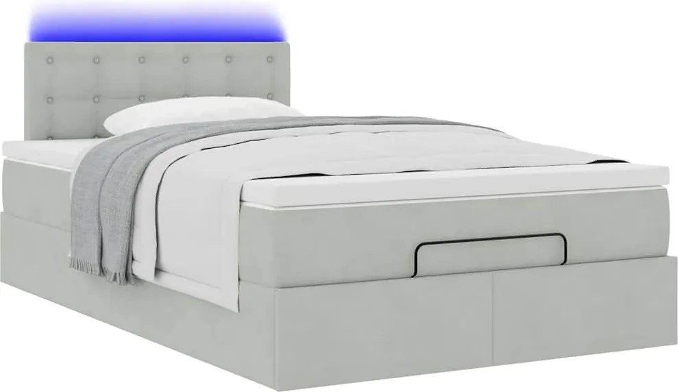 Osmanský rám postele s matrací světle šedá 120x200cm samet 3312758