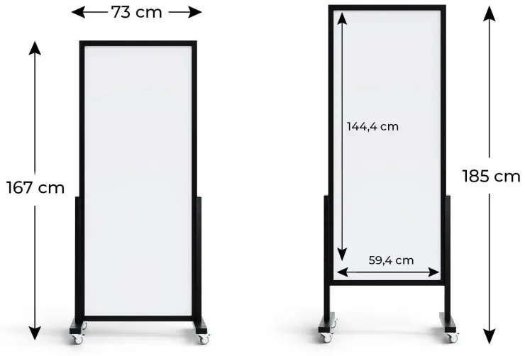 Mobilní tabule 73 x 167 cm ALLboards COLOR VERT1565_BK