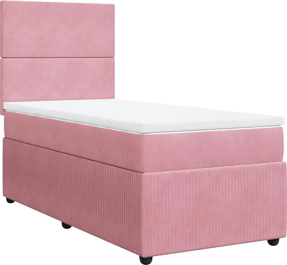 Box spring postel s matrací růžová 80 x 200 cm samet 3294489