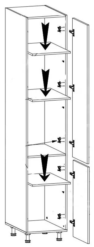 Aspen | policová skříňka/regál D40SP | PRAVÁ | bílá lesk