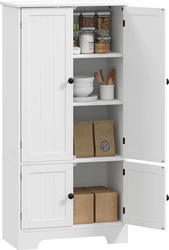 HOMCOM Kuchyňský K cabinet s Úložným Prostorem a Nastavitelnými Policemi pro Jídelnu a Obývací Pokoj, 58,2 x 30 x 123 cm, bílý